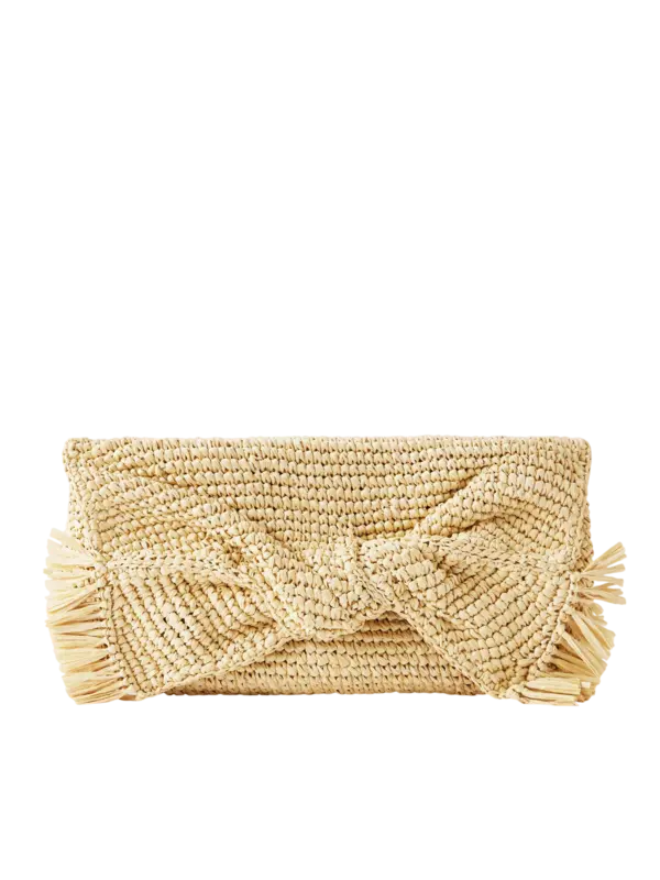 ANYA HINDMARCH Bow Raffia Clutch - Sand