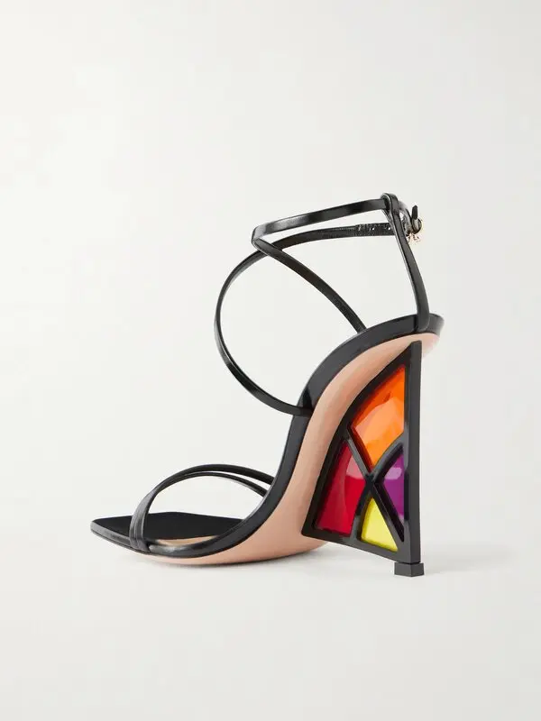 GIANVITO ROSSI Nuit 105 Leather Wedge Sandals