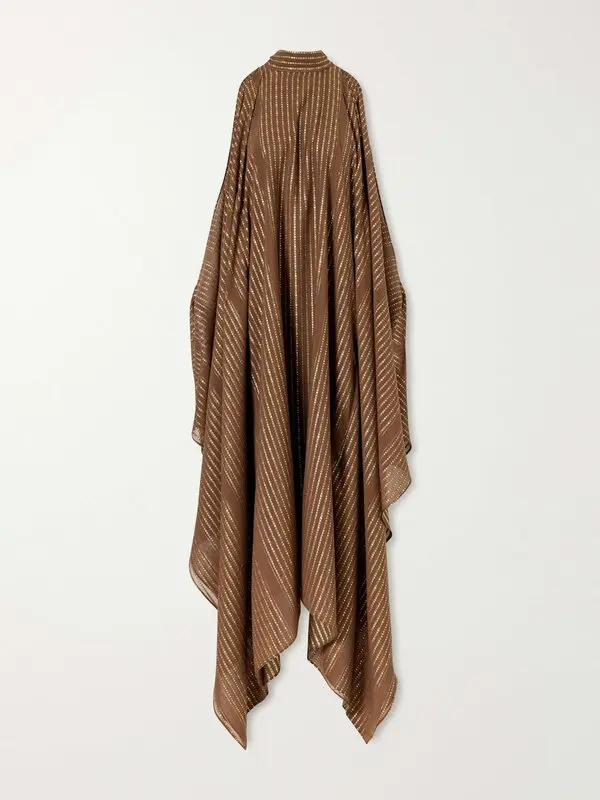 TALLER MARMO Agadez Metallic Silk-blend Fil Coupé Gown - Brown
