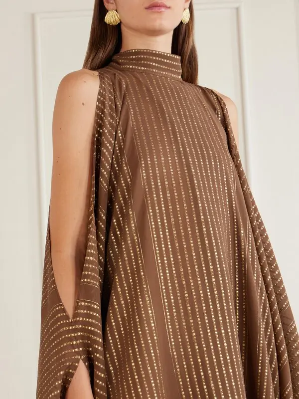 TALLER MARMO Agadez Metallic Silk-blend Fil Coupé Gown