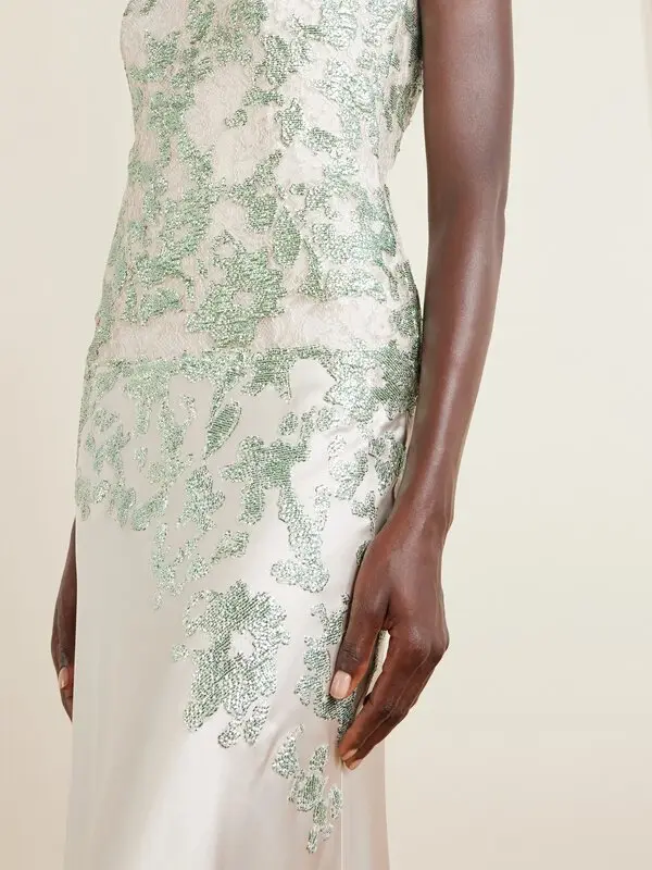 Costarellos Jennan" Sequin-embroidered Satin Gown
