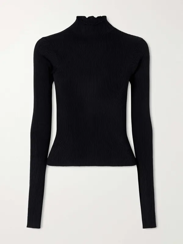 RIER Ribbed Silk Turtleneck Sweater