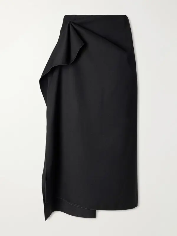LANVIN Asymmetrical Wool Midi Skirt