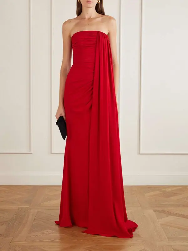 Elie Saab Draped Silk-georgette Gown