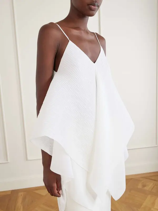 JW Anderson Asymmetric Pleated Crepe De Chine Cami