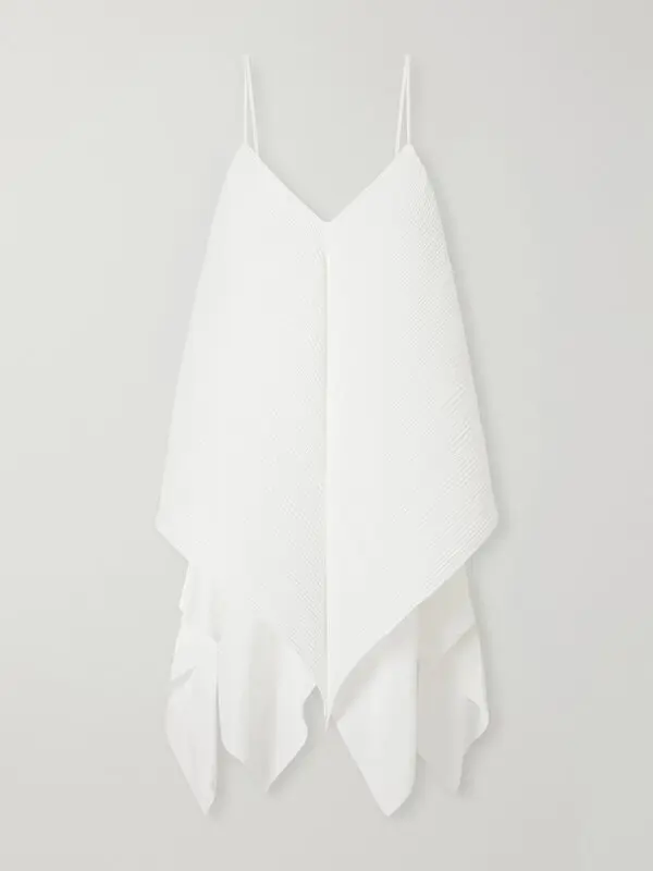 JW Anderson Asymmetrical Pleated Crepe De Chine Cami - White