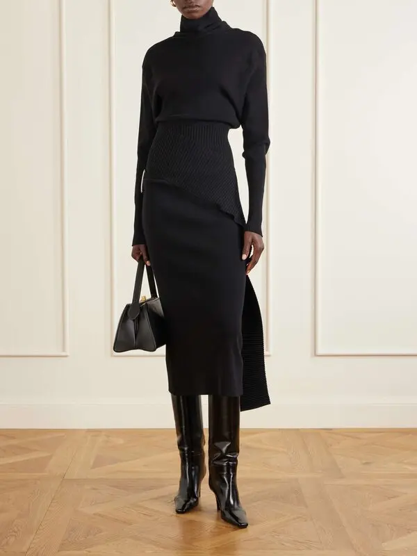 LANVIN Embellished Wool And Cashmere-blend Turtleneck Midi Dress
