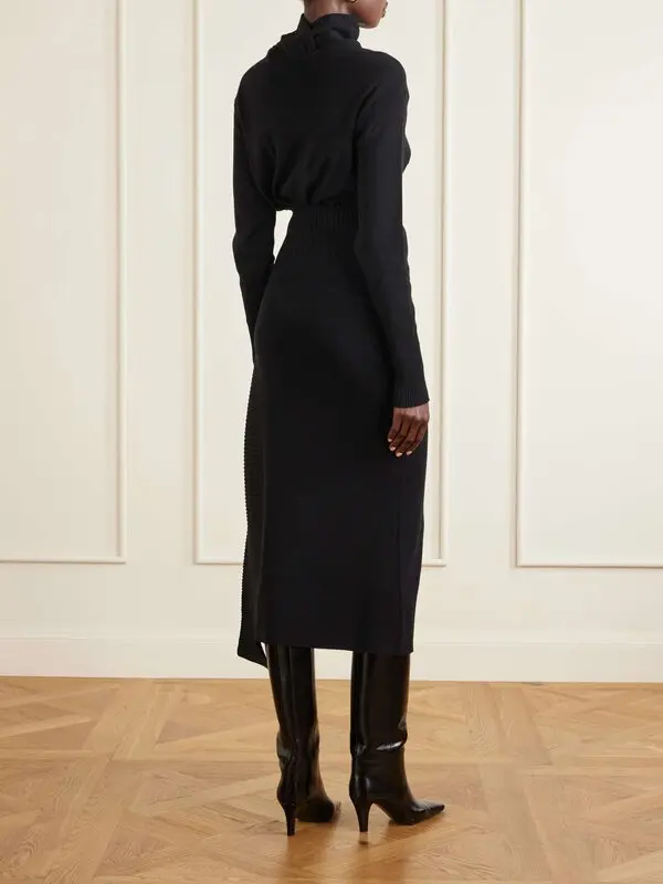 LANVIN Embellished Wool And Cashmere-blend Turtleneck Midi Dress