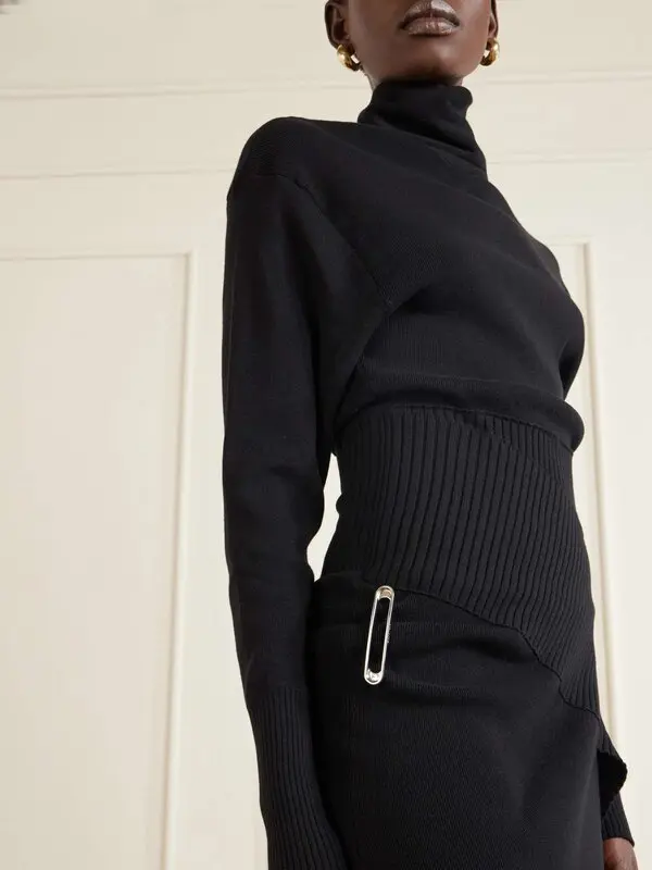 LANVIN Embellished Wool And Cashmere-blend Turtleneck Midi Dress