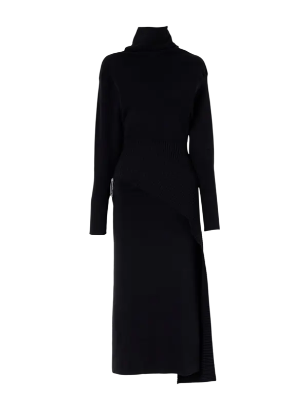 LANVIN Embellished Wool And Cashmere-blend Turtleneck Midi Dress - Black