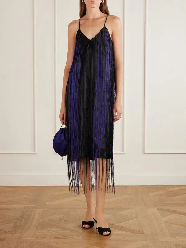 Sharon Wauchob Katia Fringed Midi Dress - Black