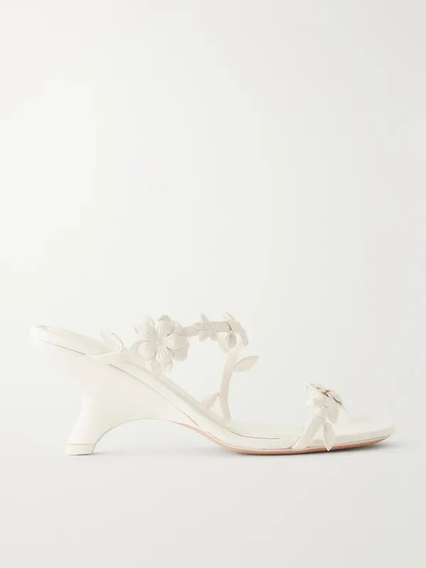 Simkhai Willow Floral-appliquéd Leather Sandals - Neutrals