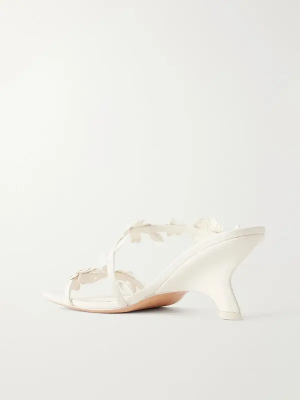 Simkhai Willow Floral Appliqué Leather Sandals - Neutrals