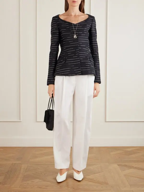 LIBEROWE Charlotte Striped Wool-gabardine Blouse