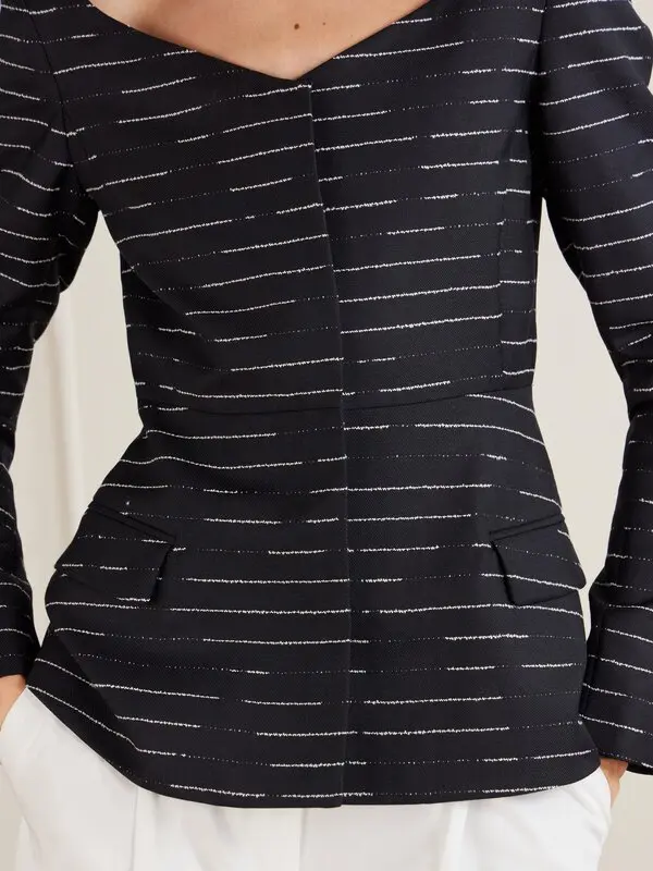 LIBEROWE Charlotte Striped Wool Gabardine Blouse