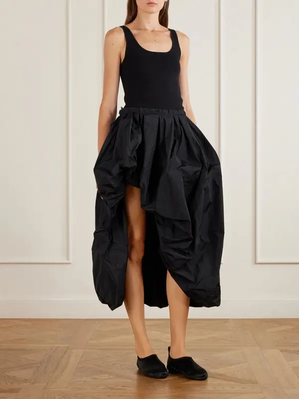 JIL SANDER Elbe Rubber-trimmed Satin Flats