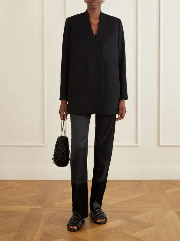 Sharon Wauchob Sue Paneled Satin Straight-leg Pants