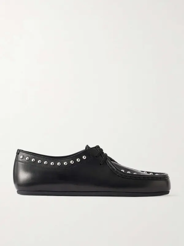JIL SANDER Hood Studded Leather Loafers