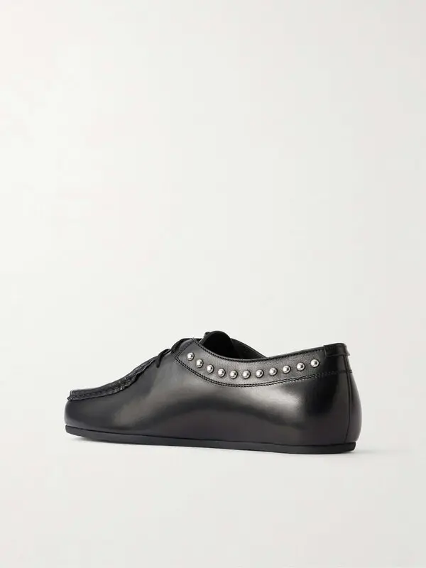 JIL SANDER Hood Studded Leather Loafers
