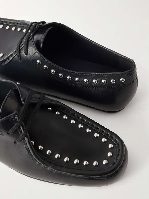 JIL SANDER Hood Studded Leather Loafers