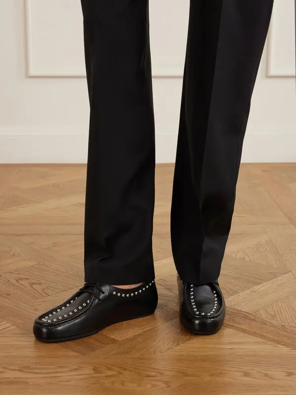 JIL SANDER Hood Studded Leather Loafers