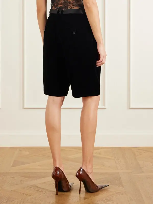 Saint Laurent Belted Velvet Shorts
