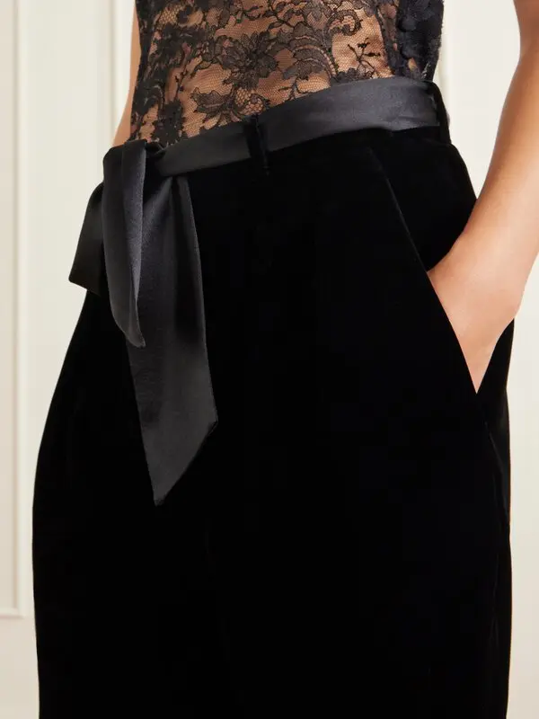 Saint Laurent Belted Velvet Shorts