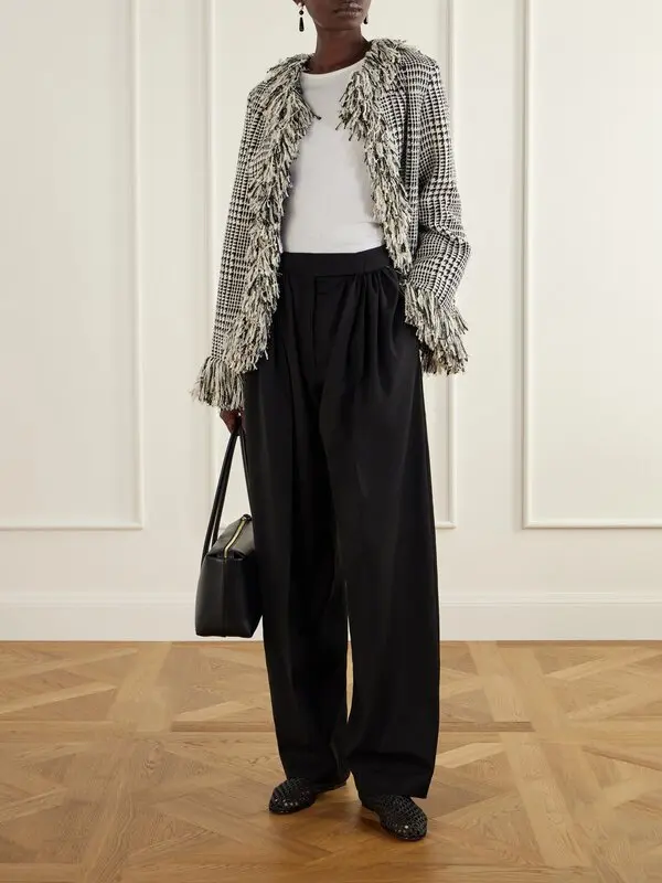 LIBEROWE Banker Fringed Houndstooth Tweed Jacket