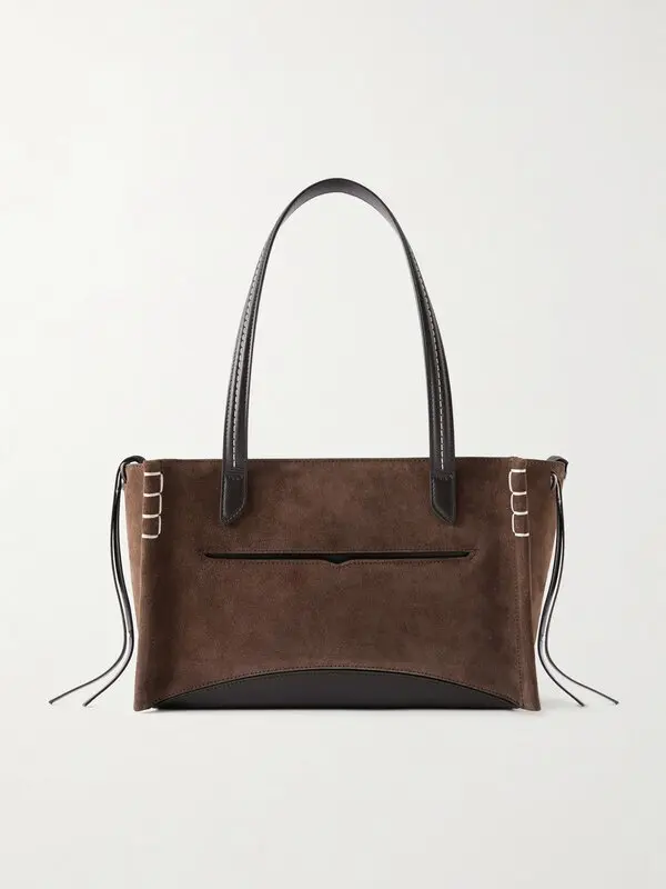 JW Anderson Leather-trimmed Suede Tote - Brown