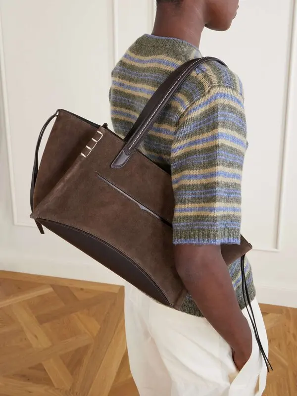 JW Anderson Loafer Leather-trimmed Suede Tote