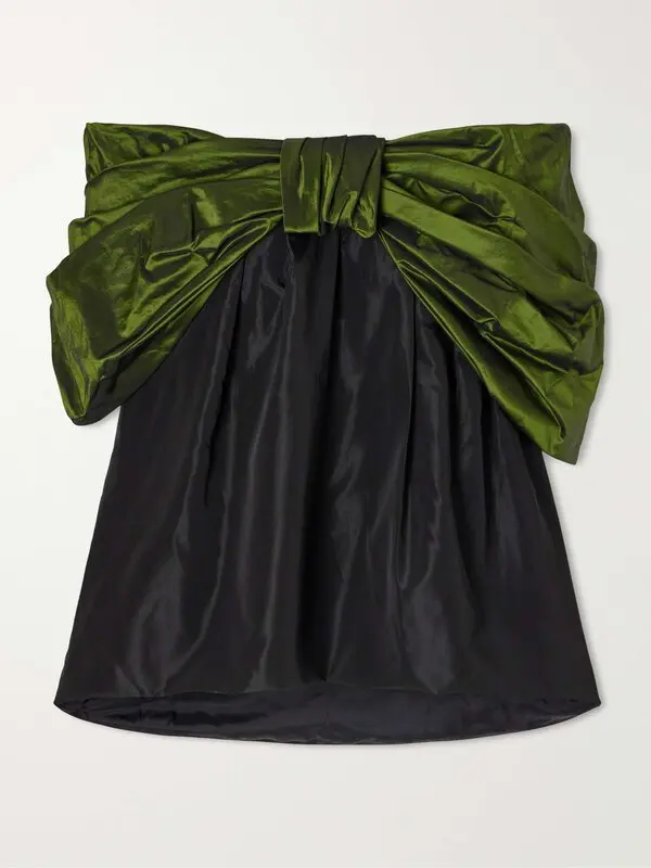 Simone Rocha Bow-detailed Gathered Taffeta Blouse