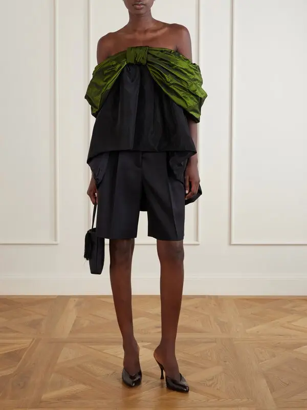 Simone Rocha Gathered Taffeta Bow Blouse