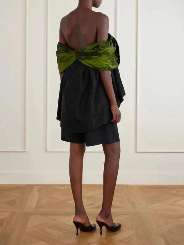 Simone Rocha Gathered Taffeta Bow Blouse