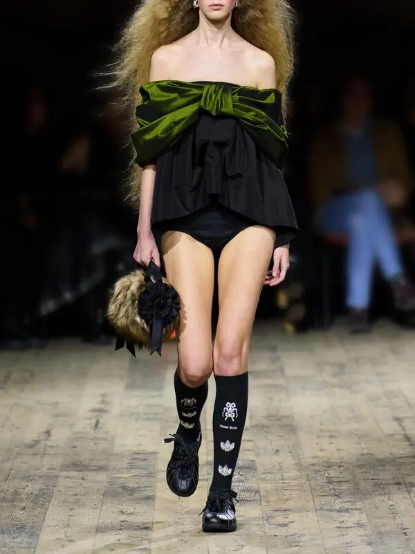 Simone Rocha Gathered Taffeta Bow Blouse