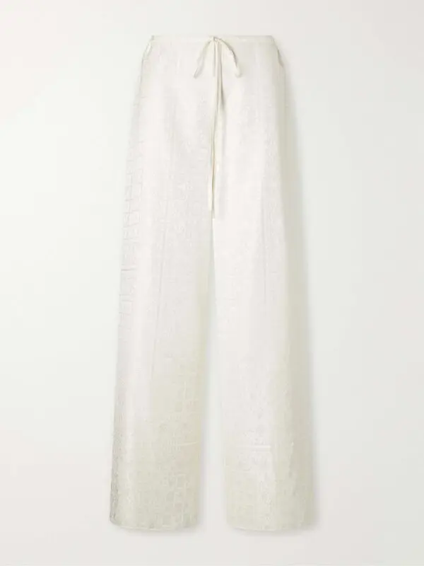 LIBEROWE Silk Jacquard Wide-leg Pants - Ivory