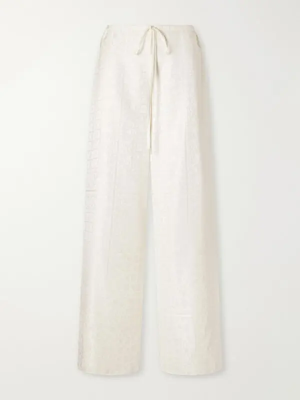 LIBEROWE Silk Jacquard Wide-leg Pants - Neutrals