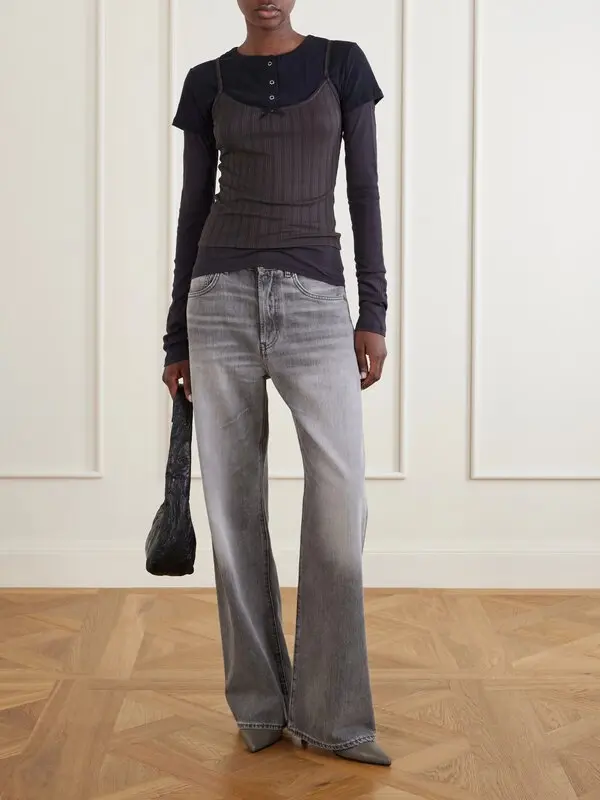 Acne Studios Layered Ribbed Lyocell And Cotton-blend T-shirt