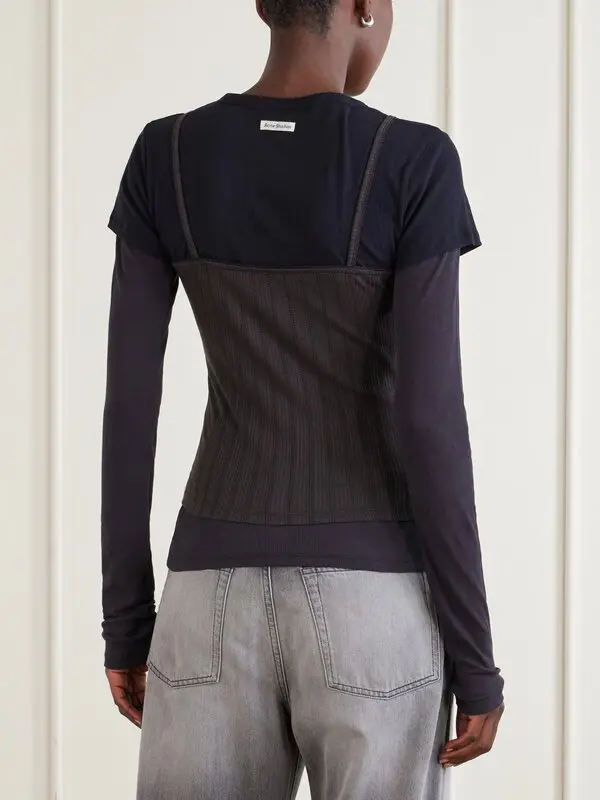 Acne Studios Layered Ribbed Lyocell And Cotton-blend T-shirt