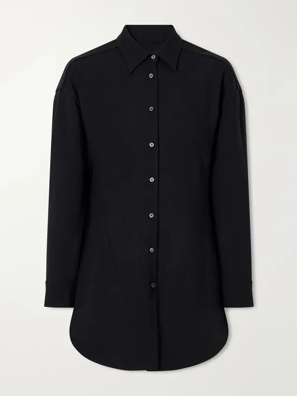 JIL SANDER Wool-blend Twill Shirt - Black