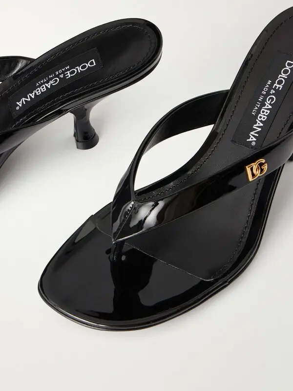 Dolce & Gabbana Logo-detailed Patent-leather Thong Sandals