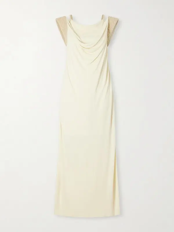 Bottega Veneta Intrecciato Draped Jersey Maxi Dress - White