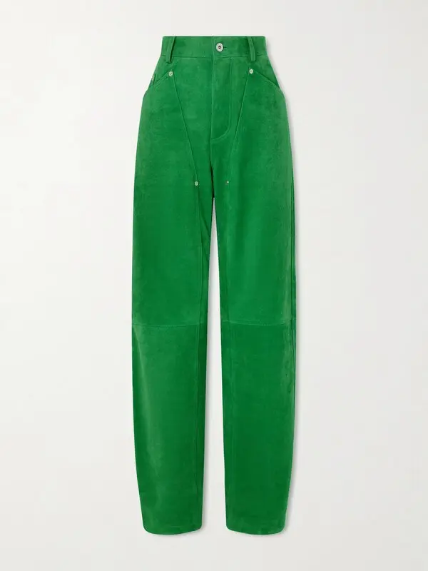 Bottega Veneta Suede Straight-leg Pants - Green
