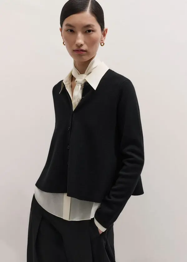 ME+EM Wool Stretch Button Through Swing Cardigan