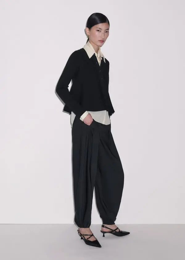 ME+EM Wool Stretch Button Through Swing Cardigan