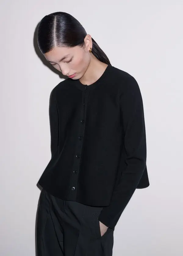 ME+EM Wool Stretch Button Through Swing Cardigan