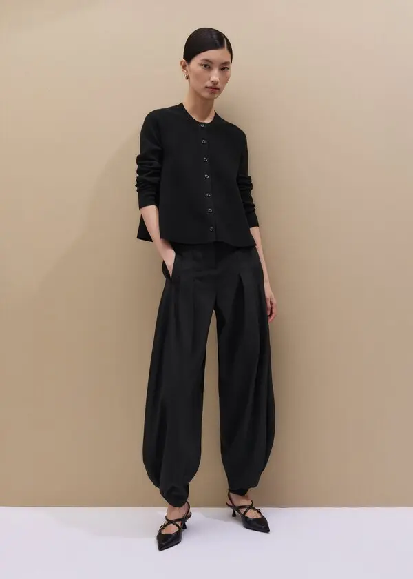 ME+EM Wool Stretch Button Through Swing Cardigan