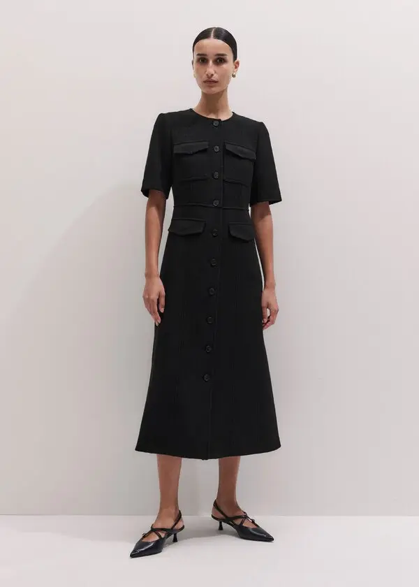 ME+EM Button Front Maxi Shift Dress