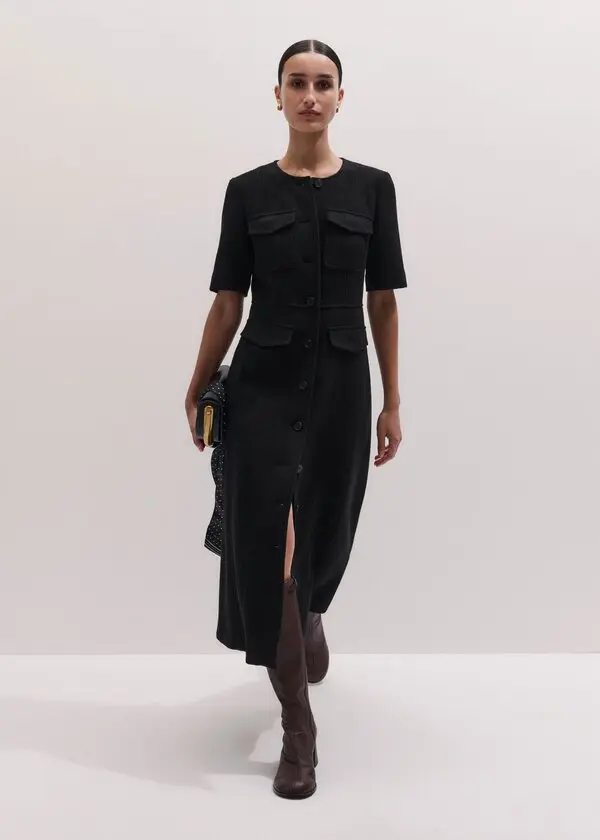 ME+EM Button Front Maxi Shift Dress