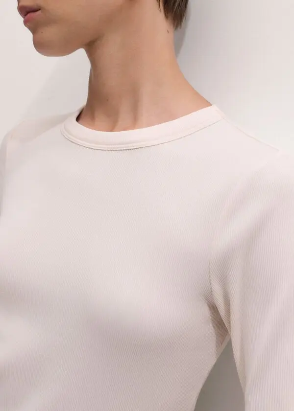ME+EM Ribbed Long Sleeve Top - Ivory