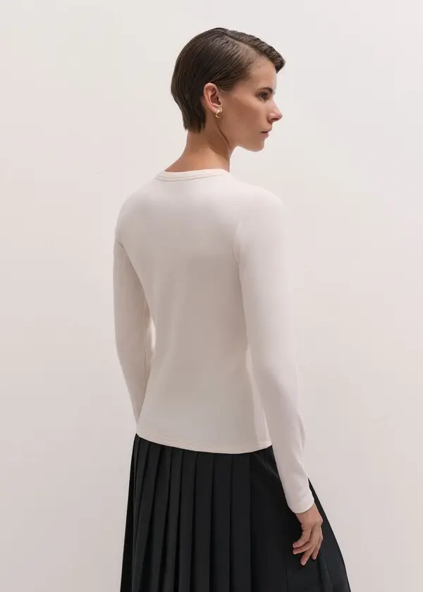 ME+EM Ribbed Long Sleeve Top - Ivory